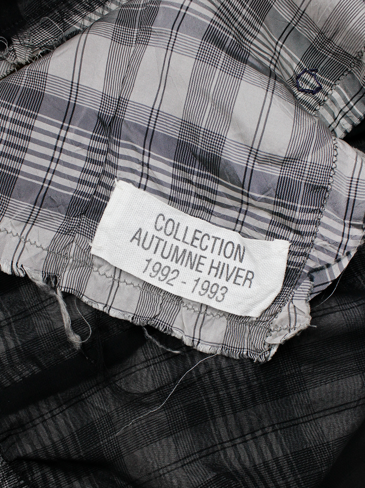 Maison Martin Margiela tartan frayed top with black sheer Maison Martin Margiela tartan frayed top with black sheer