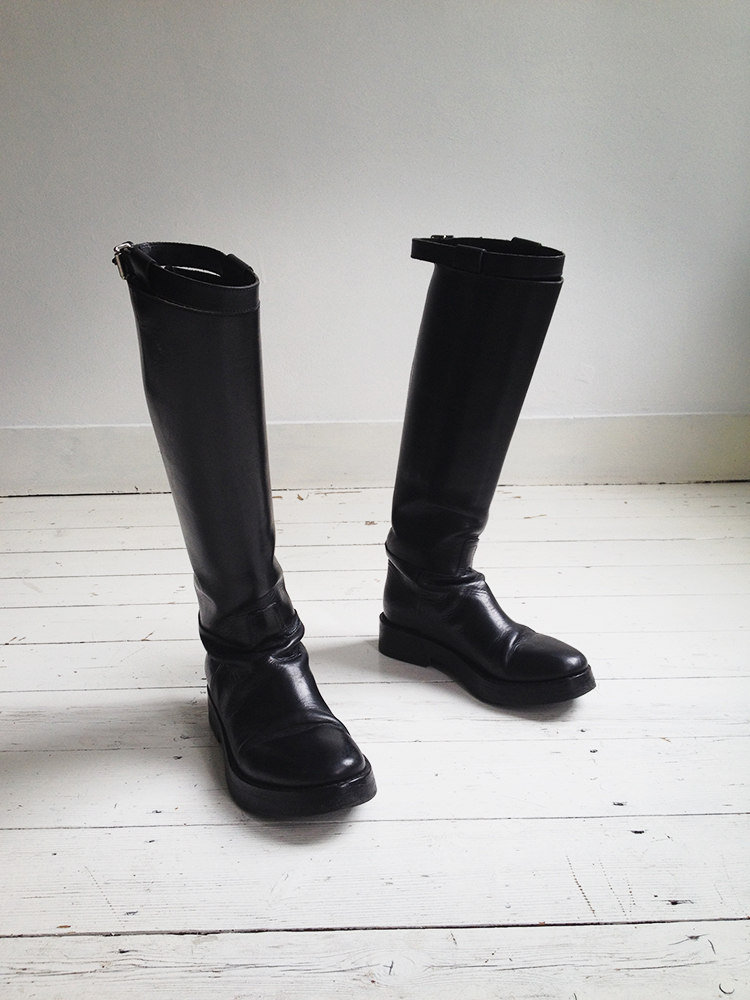 Ann Demeulemeester black Vitello riding boots — fall 2013 Ann Demeulemeester black Vitello riding boots — fall 2013