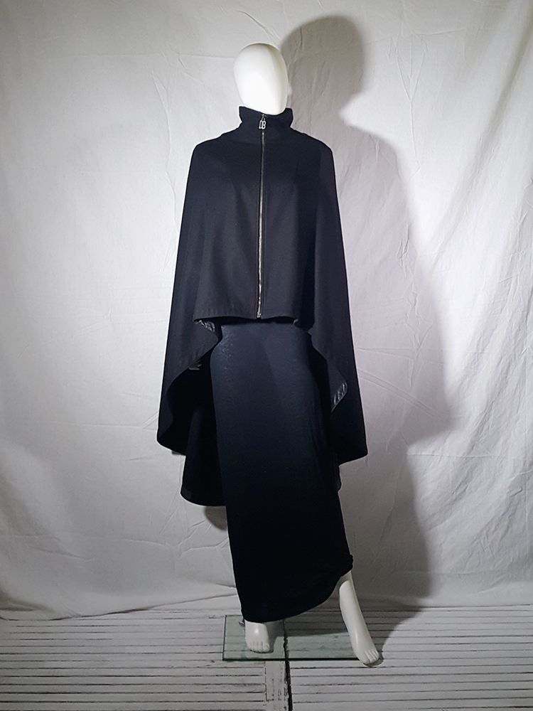 Dirk Bikkembergs black long cape coat - VANIITAS vintage designer clothing