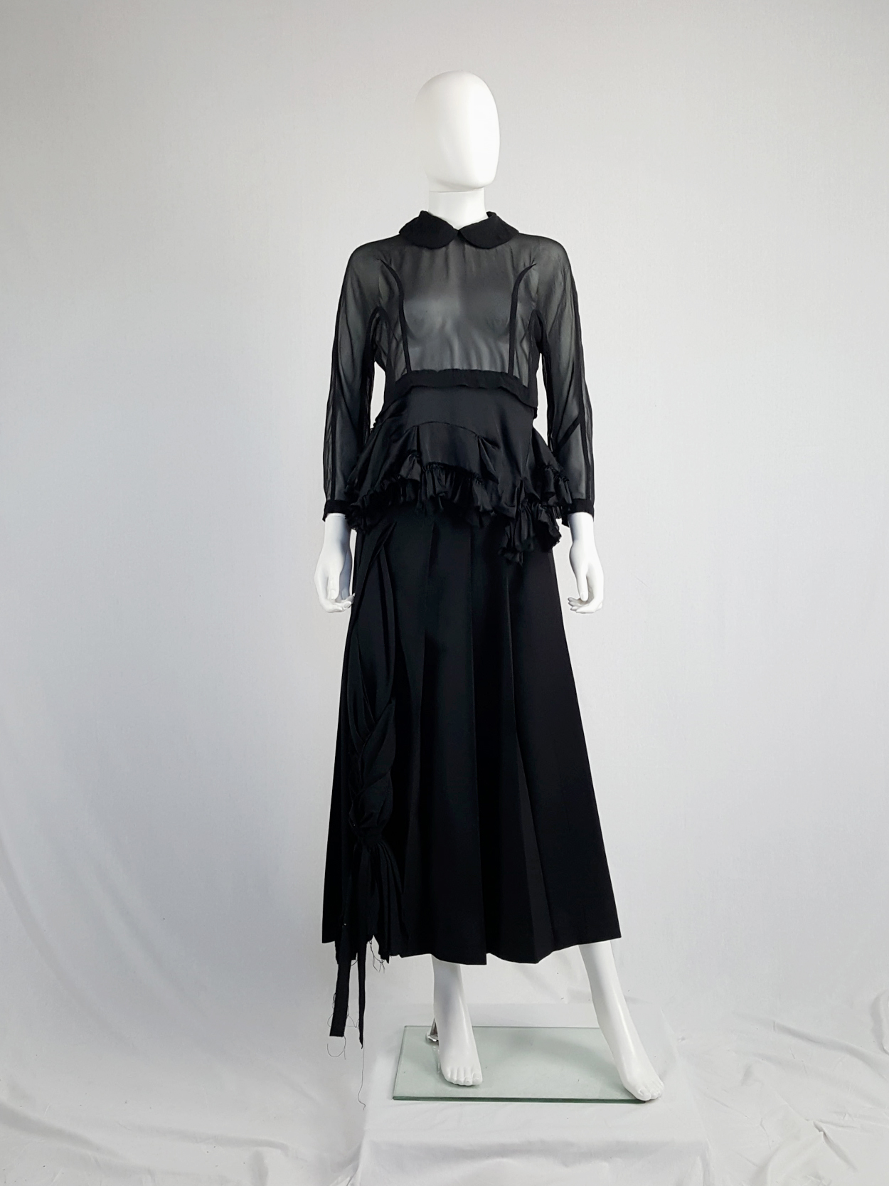 Comme des Garçons black sheer top with ruffled hem — spring Comme des Garçons black sheer top with ruffled hem — spring