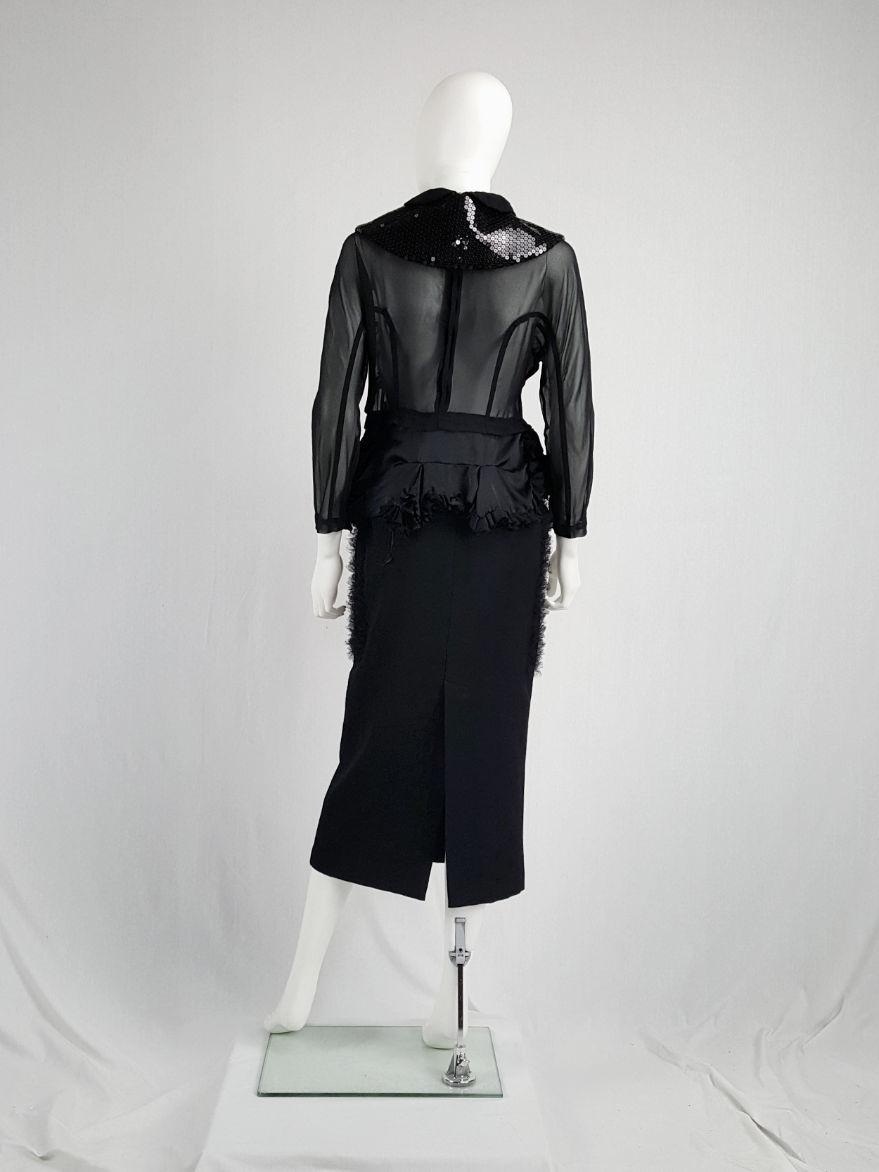 Comme des Garçons black skirt with ruffled panel — fall 2001 Comme des Garçons black skirt with ruffled panel — fall 2001