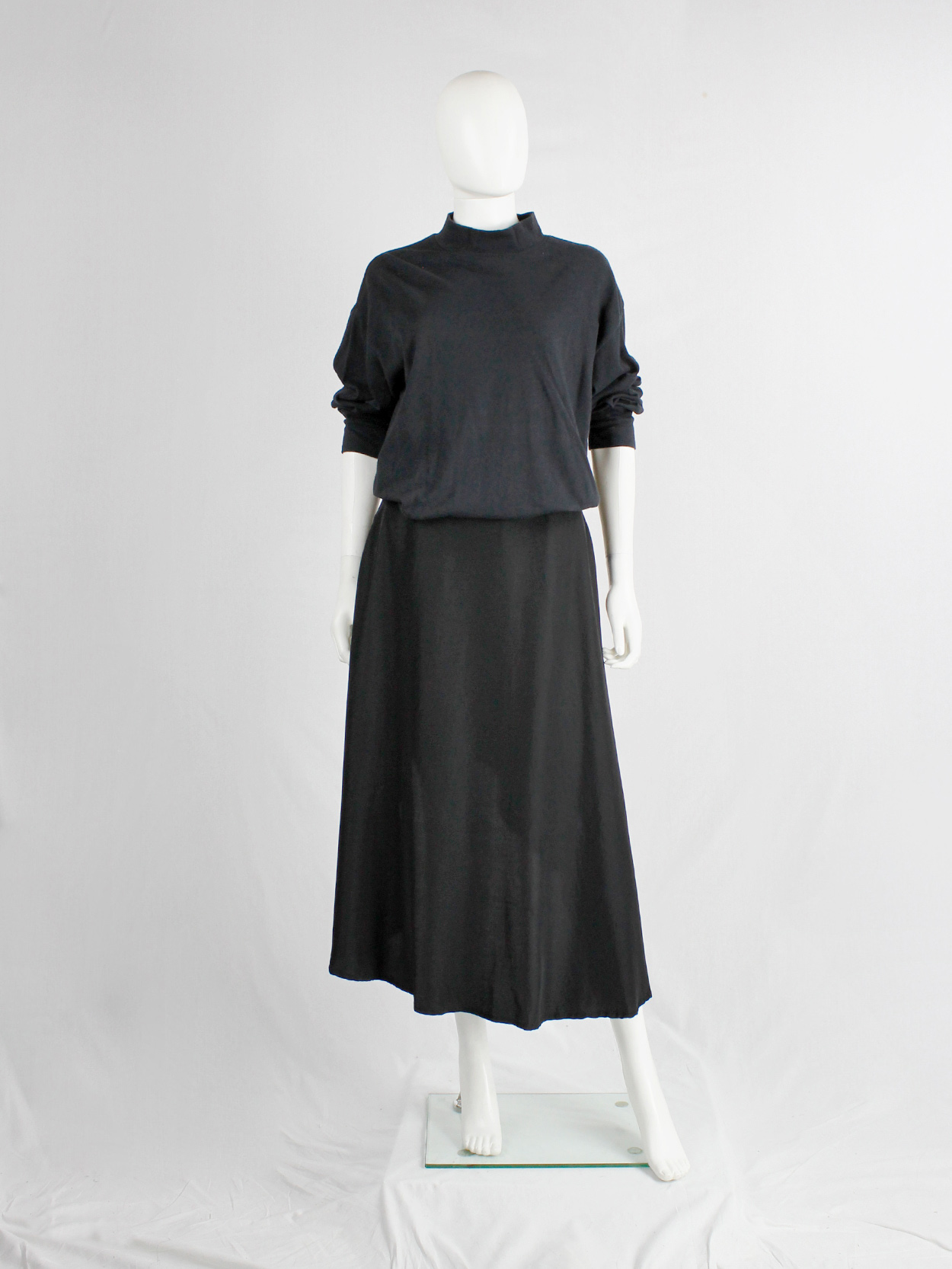 Y's Yohji Yamamoto black asymmetric circle skirt with Y's Yohji Yamamoto black asymmetric circle skirt with
