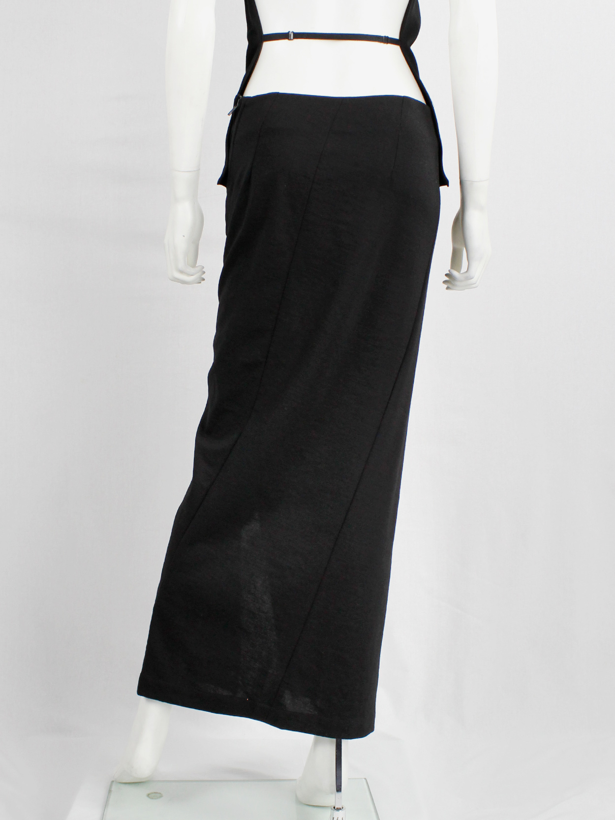 Ann Demeulemeester black maxi skirt with diagonal zipper and Ann Demeulemeester black maxi skirt with diagonal zipper and
