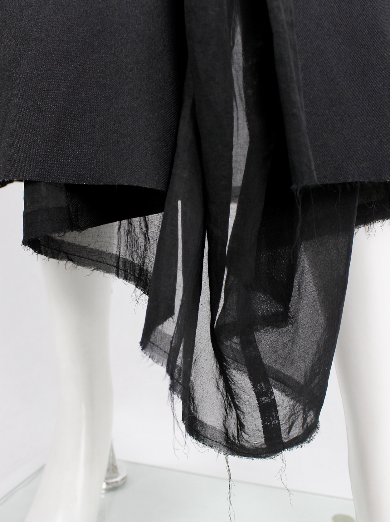 Comme des Garçons black maxi skirt with sheer torn lining Comme des Garçons black maxi skirt with sheer torn lining