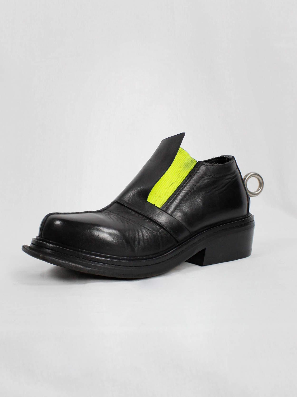 Dirk Bikkembergs black ankle boots with metal ring and neon Dirk Bikkembergs black ankle boots with metal ring and neon