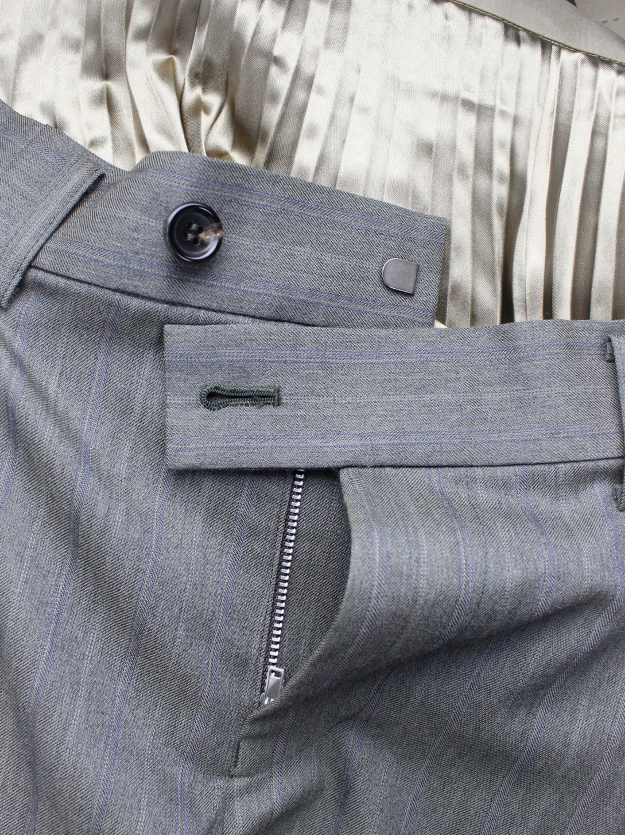Junya Watanabe brown trousers attached to a chartreuse Junya Watanabe brown trousers attached to a chartreuse