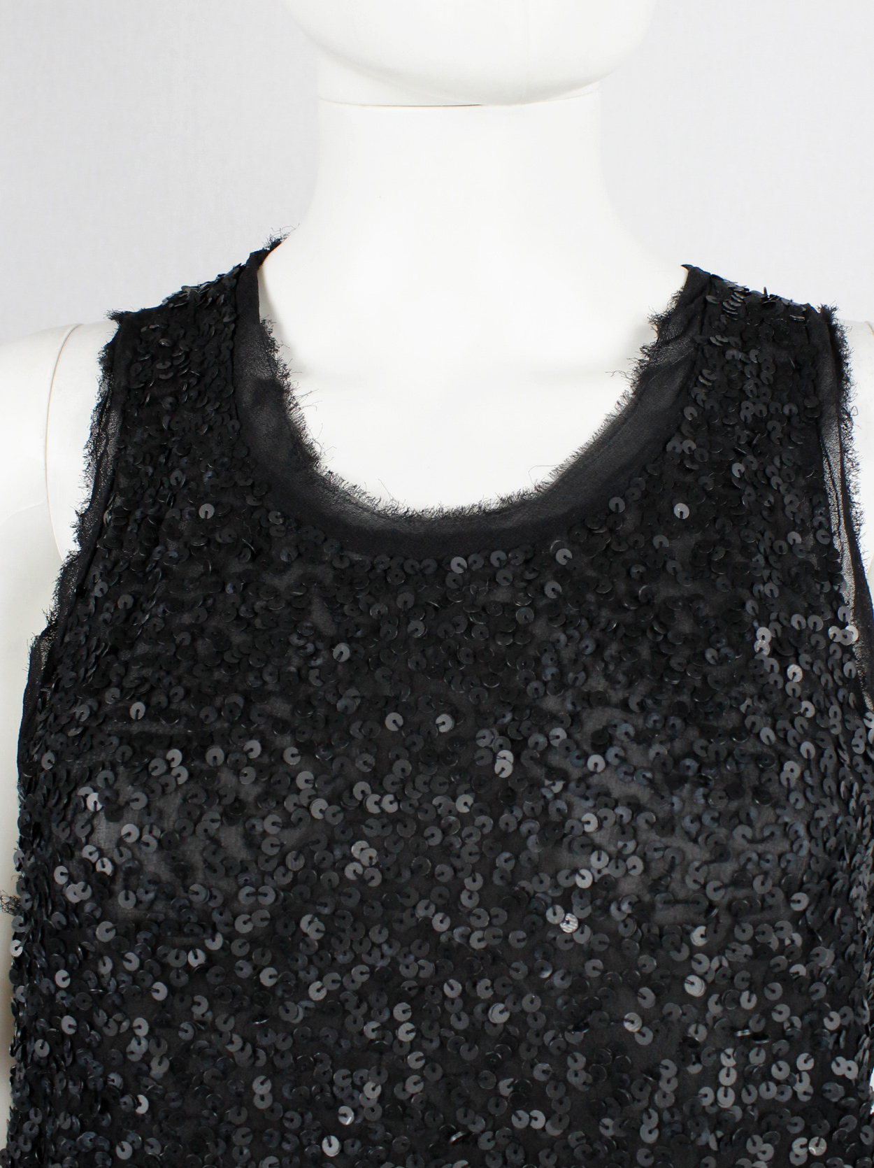 Ann Demeulemeester black raw silk top with matte black Ann Demeulemeester black raw silk top with matte black