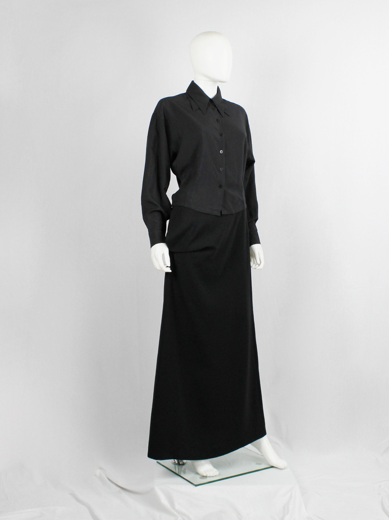 Ann Demeulemeester black batwing sleeve shirt with double Ann Demeulemeester black batwing sleeve shirt with double