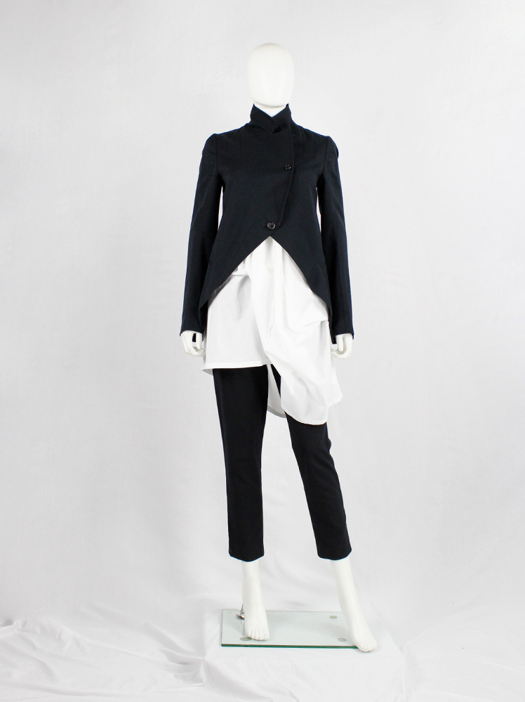 Ann Demeulemeester black cutaway jacket with overlapping Ann Demeulemeester black cutaway jacket with overlapping