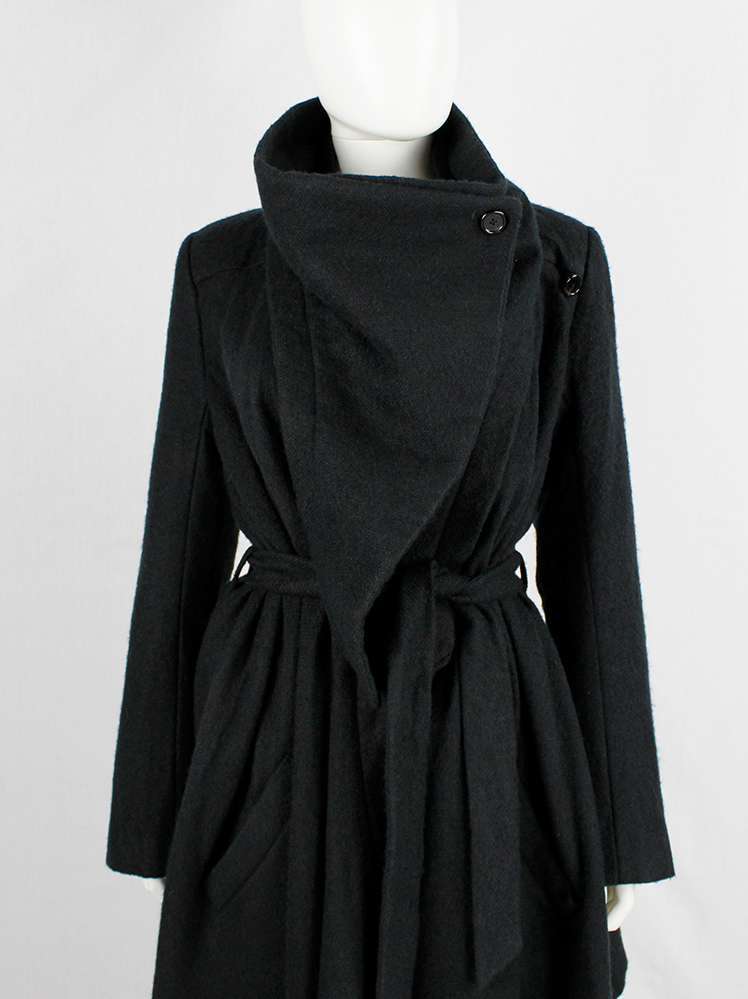 Ann Demeulemeester dark grey maxi coat with oversized cowl Ann Demeulemeester dark grey maxi coat with oversized cowl