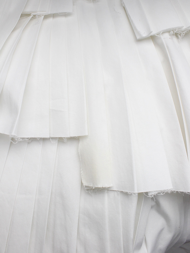 A.F. Vandevorst white layered skirt with multiple pleated panels ...