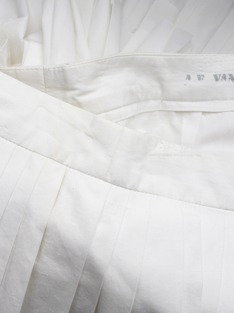 A.F. Vandevorst white layered skirt with multiple pleated panels ...