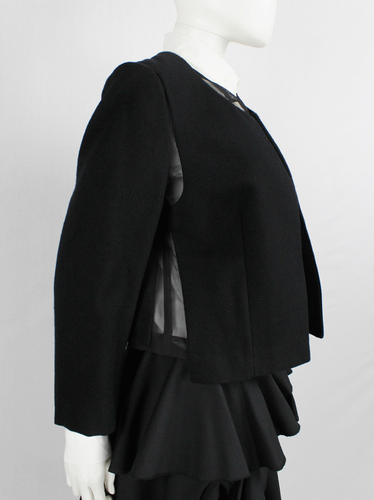 Comme des Garçons dark blue deconstructed jacket with sheer Comme des Garçons dark blue deconstructed jacket with sheer