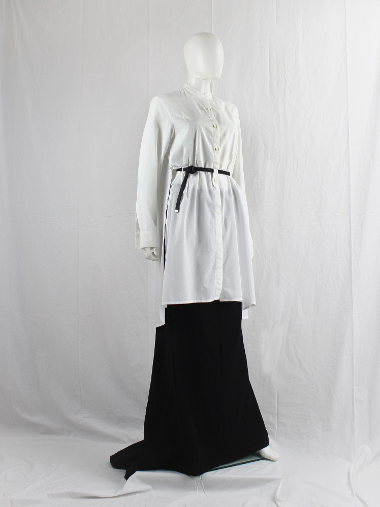 Ann Demeulemeester white oversized long shirt with bib Ann Demeulemeester white oversized long shirt with bib