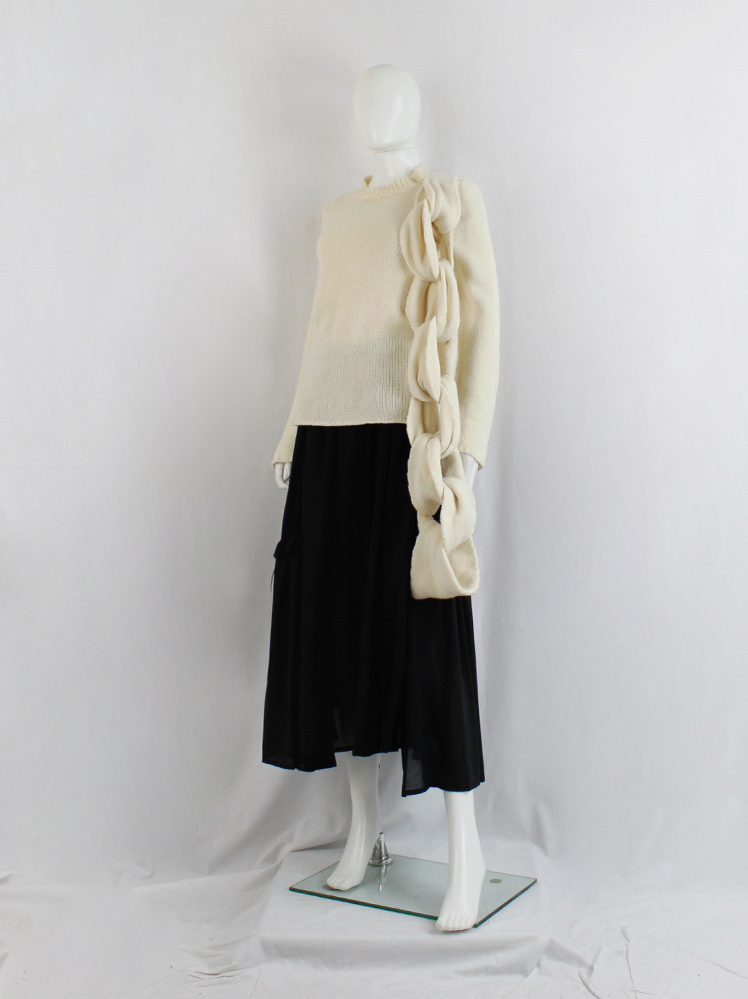 Comme des Garçons cream cable knit jumper with oversized Comme des Garçons cream cable knit jumper with oversized