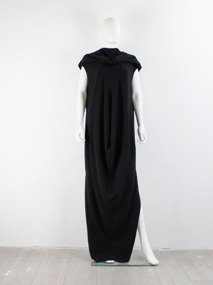 Rick Owens DRKSHDW black seahorse dress with front cowl Rick Owens DRKSHDW black seahorse dress with front cowl