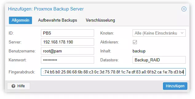 PBS: Einrichtung von Backups für den Proxmox Backup Server