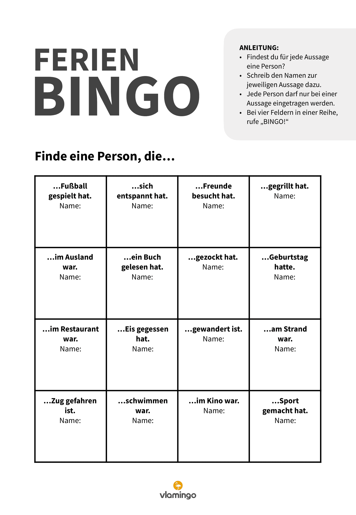 Kennenlern-Bingo: Anleitung & Vorlagen (für die Schule, Jugendarbeit...)
