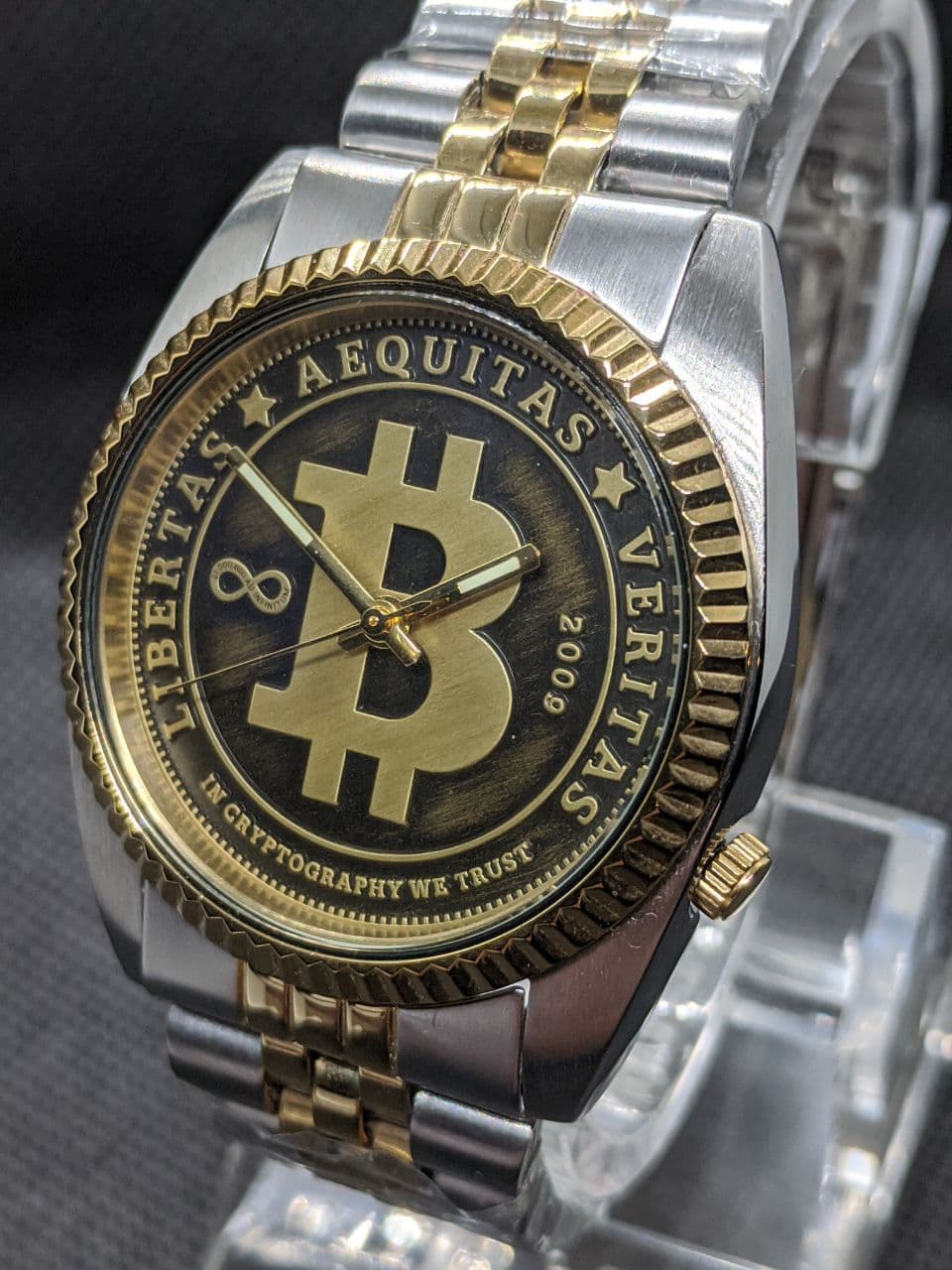 Bitcoin Watch | DateJust Watch with Bitcoin Dial Stainless Steel Gold Plate