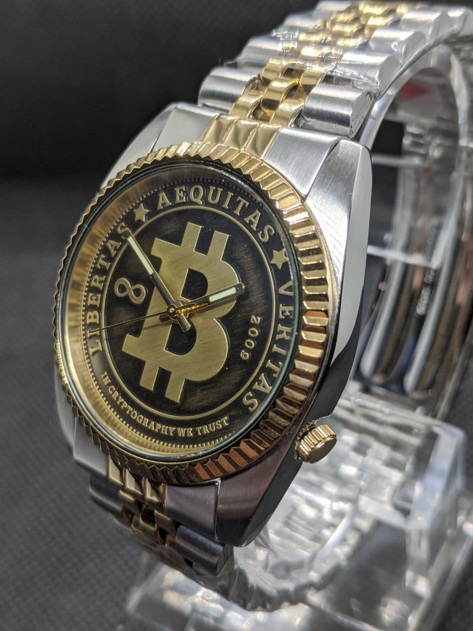 Bitcoin Watch | DateJust Watch with Bitcoin Dial Stainless Steel Gold Plate
