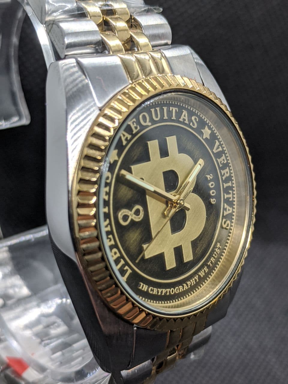 Bitcoin Watch | DateJust Watch with Bitcoin Dial Stainless Steel Gold Plate