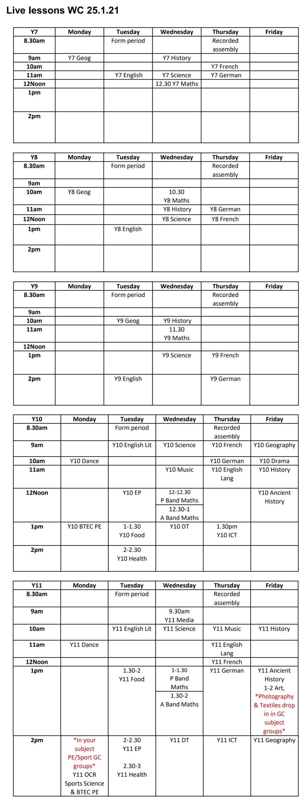 GC list - The Whitby High School