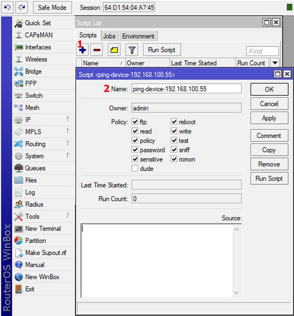 mikrotik netwatch reboot script configuratie uitgelegd