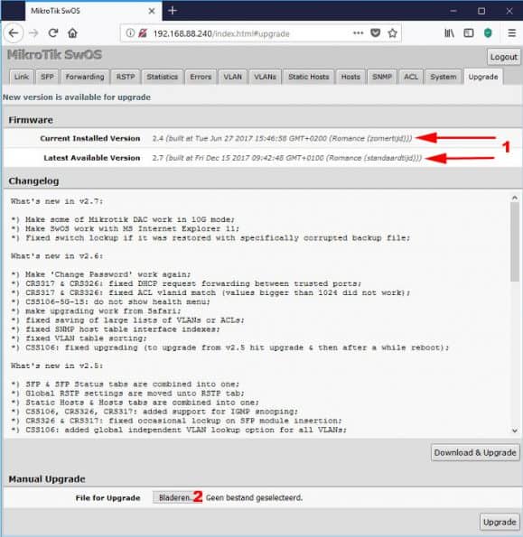Mikrotik SwitchOS upgrade - Wirelessinfo.be