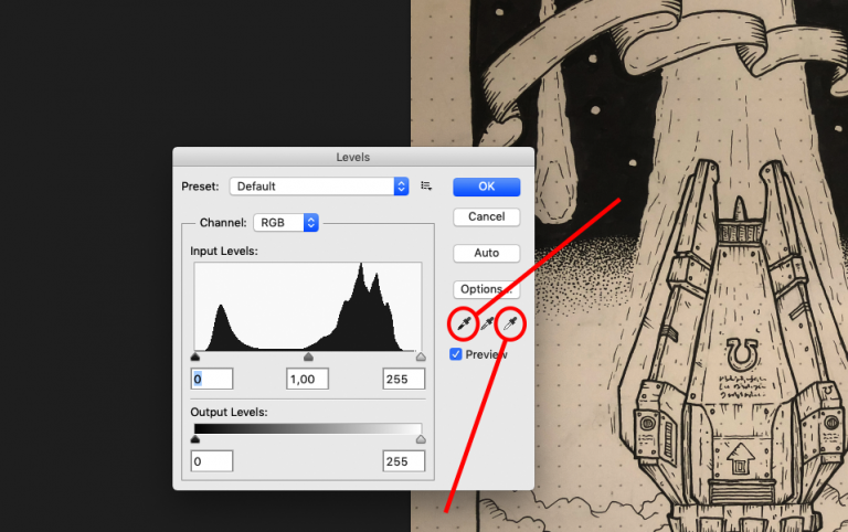 Tutorial - how to clean up an ink drawing in Photoshop - Paths Peculiar