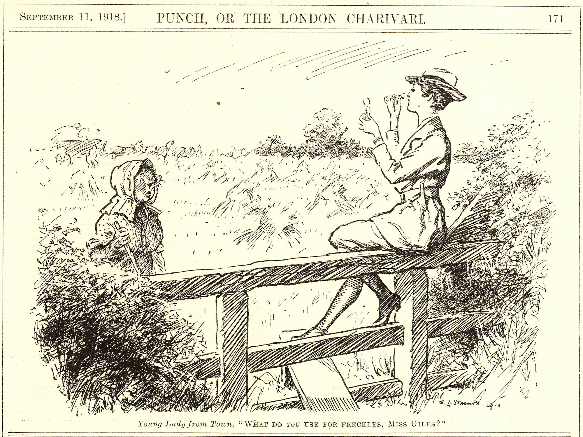 'What do you use for freckles Miss Giles?' cartoon published in Punch ...