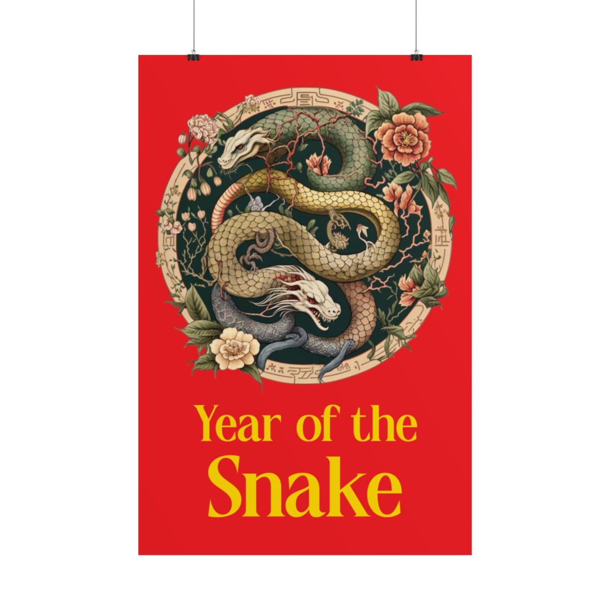 Year of the Snake Red Posters (US) - Zodiac Fusion